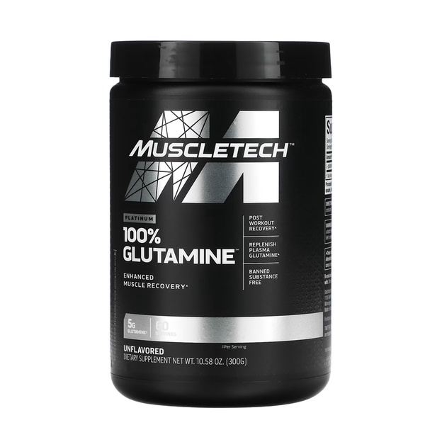MuscleTech Platinum 100% Glutamine Unflavored, (300 g) Unflavored ...