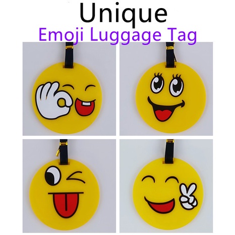 [READY STOCK] Travel Luggage Tag Soft Silicone Cute Emoji Smile Face ...