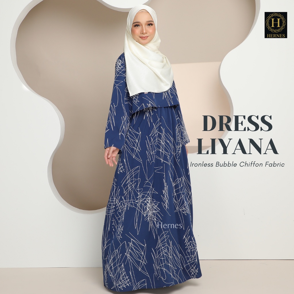 HERNES DRESS LIYANA WOMEN DRESS MUSLIMAH DRESS MURAH DRESS ABSTRACT ...