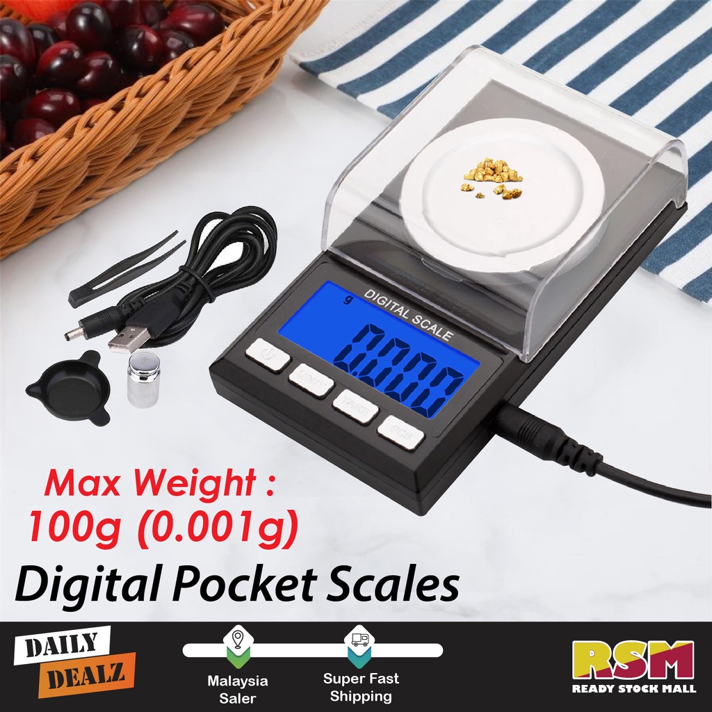 100g High Precision Pocket Scales Gold Jewellery Weighing Electronic ...
