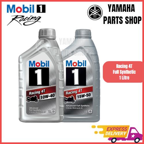 MOBIL 1 RACING 4T 10W40 / 15W50 Full Synthetic Engine Oil 1Litre Minyak ...