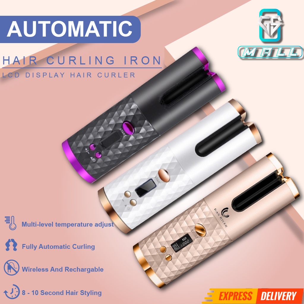 cordless automatic hair curler usb cechargeable curling iron curls ...