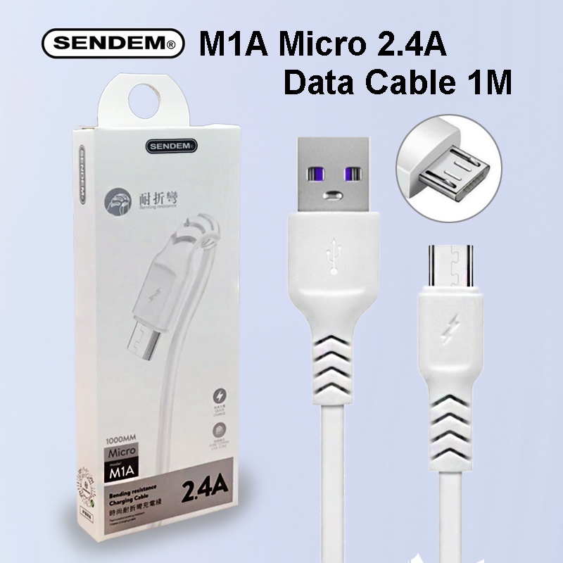 SENDEM M1A Micro Data Cable 2.4A 1M Bending Resistance Charging Cable ...
