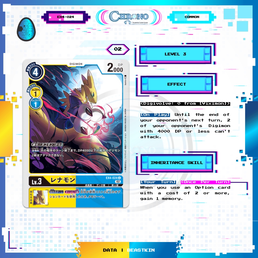 EX4-024 | Renamon | Common | Digimon Card Single | Chrono TCG | Alternative Being[EX4] | EX4 ...