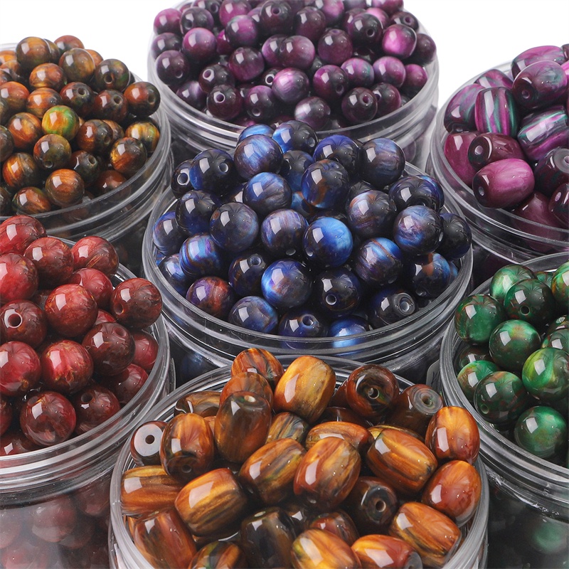 Colorful Glossy Round Resin Plastic Fake Tiger's Eye Loose Beads For ...