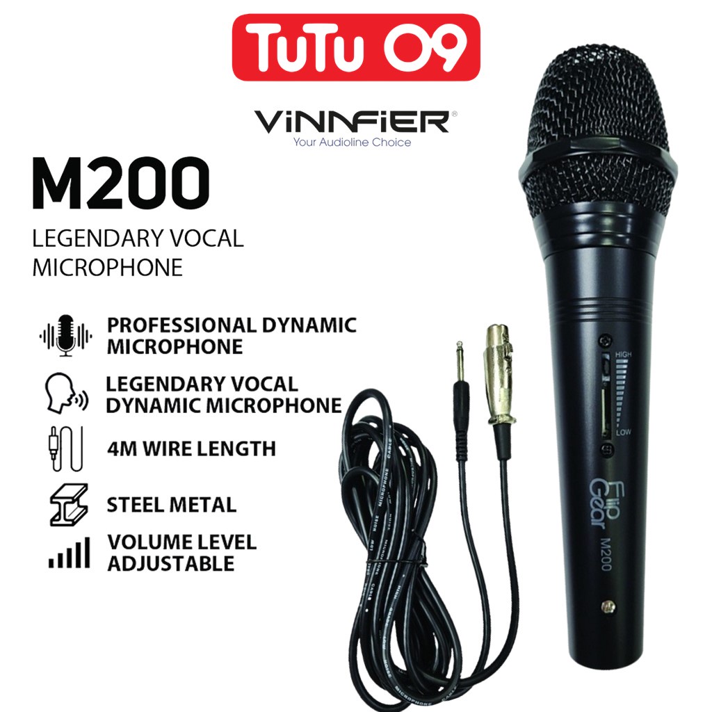 Vinnfier FlipGear M200 Wired Dynamic Microphone with 4M Wire 6.35mm ...