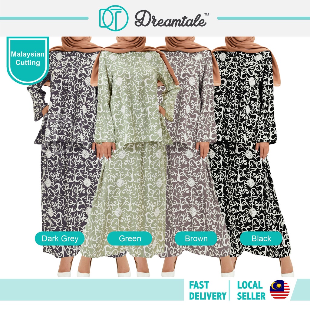 Dreamtale Samira Muslimah Wear Floral Printed Batik Muslimah Suit ...