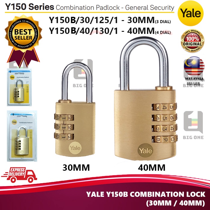 (30MM/40MM) YALE Y150B OUTDOOR BRASS COMBINATION PADLOCK NUMBER LOCK TO ...