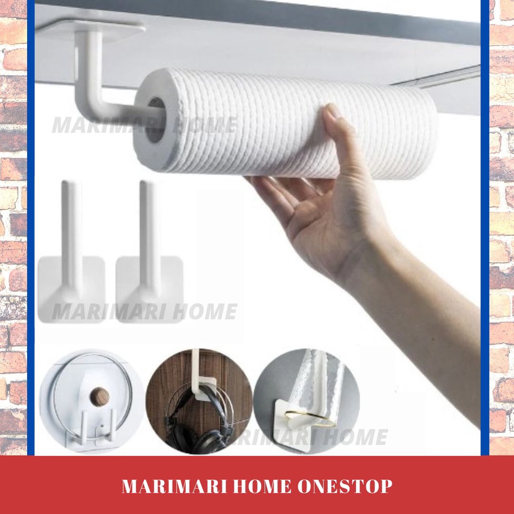 Kitchen Self Adhesive Hook Paper Roll Rack Towel Holder Tissue Hanger ...