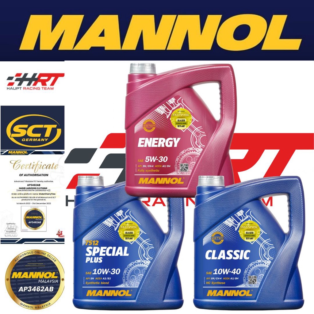MANNOL 5W-30 10W-40 10W-30 (Made in GERMANY) - 4L Fully Synthetic ...