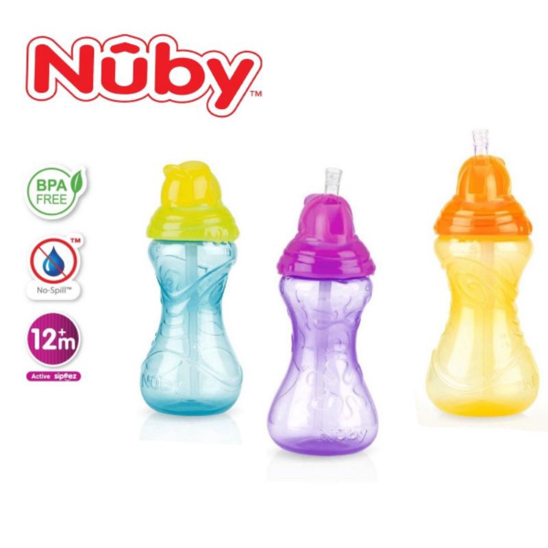 Nuby Click-IT Flip-IT Drinking Cup Fat Straw 12oz/360ml 12m+ NB10112 | Shopee Malaysia