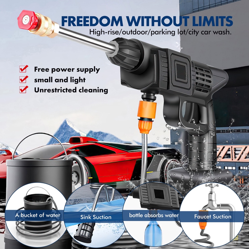 999VF Water Jet Cordless Car Wash Floor Tiles Cleaner Spray Gun Water ...