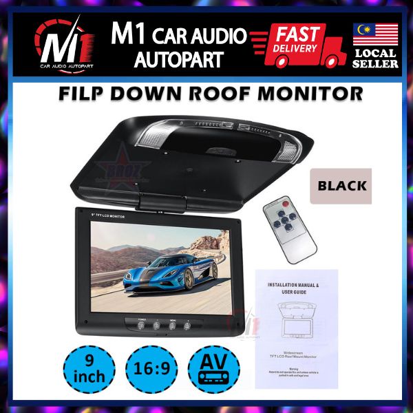 Car 9'' Flip Down TFT Lcd Monitor support DVD CD MP5 TV FM IR DOME ...