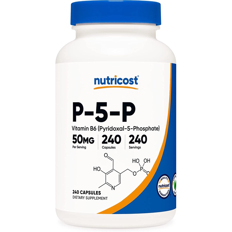 Nutricost P5P Vitamin B6 Supplement 50mg, 240 Capsules (Pyridoxal-5-Phosphate) - Vegetarian ...