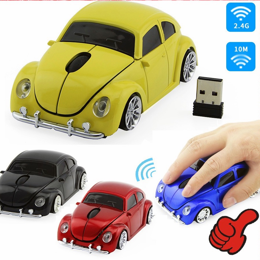 2.4G Beetle Car Shape Wireless Mouse Mini Creative Cute Cartoon Mice ...