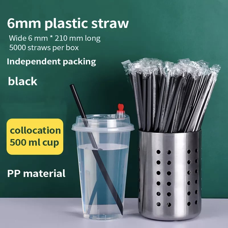 (100pcs/pack) 210mm Black Transparent Multi Color Plastic Straw ...