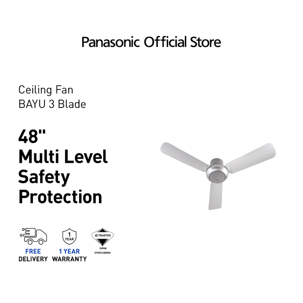 Panasonic F-M12D2 Ceiling Fan Bayu JR 3-Blade (48") F-M12D2 Kipas ...