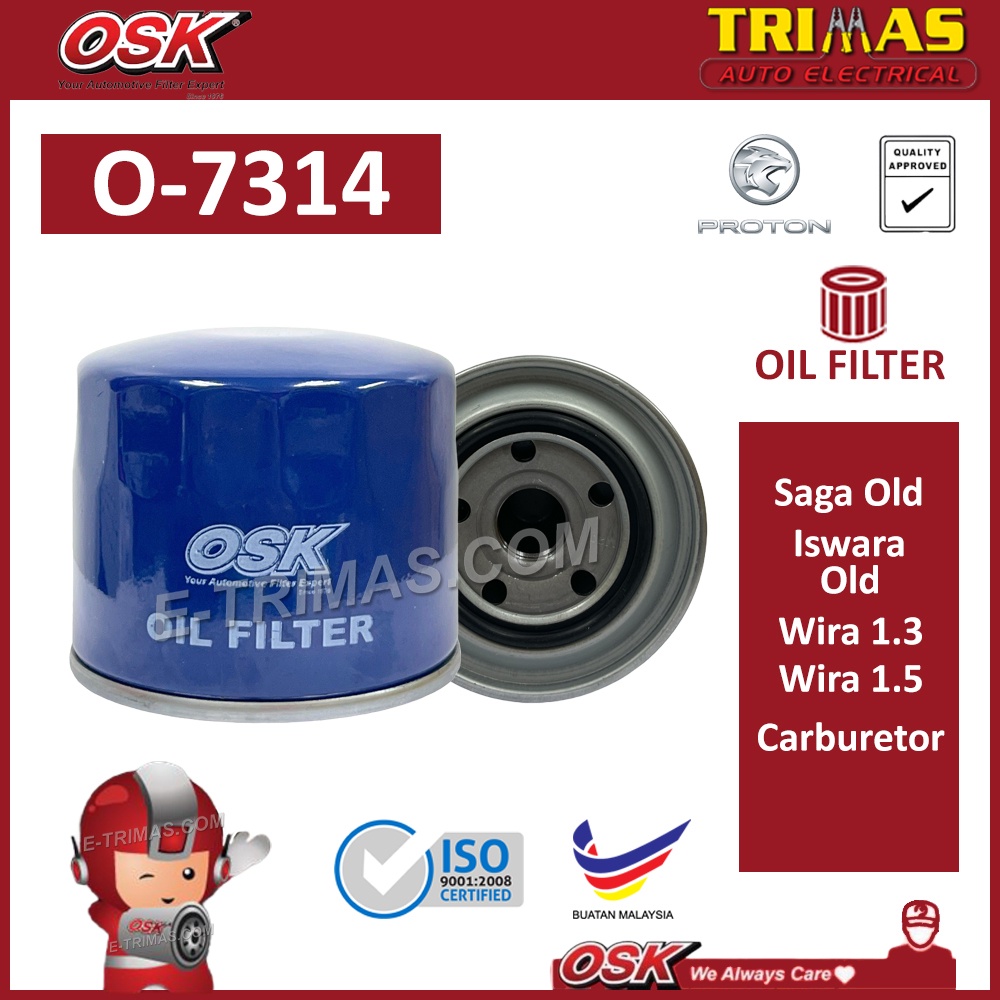 OSK Oil Filter Proton Saga 8V 12V Old Iswara O-7314 PW502889 | Shopee ...