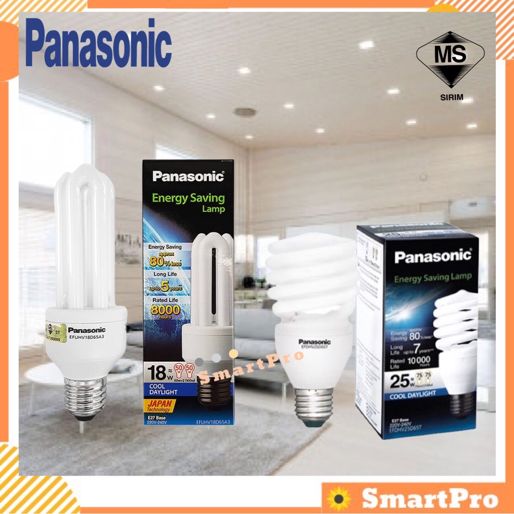 Panasonic Energy Saving Bulb E27 3U 18w and Spiral 25w (Daylight , Soft ...