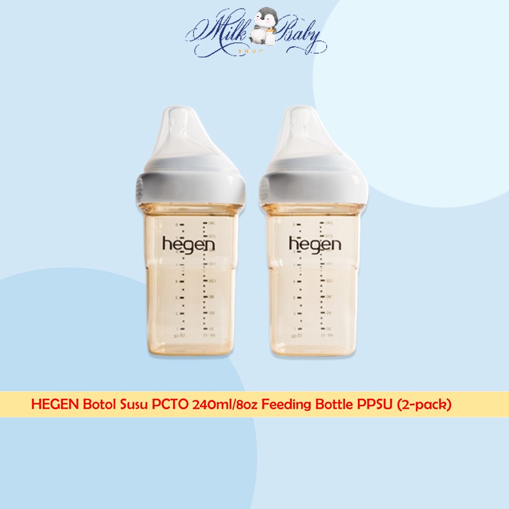 Hegen PCTO Milk Bottle 240ml/8oz Feeding Bottle PPSU (2-pack) | Shopee Malaysia