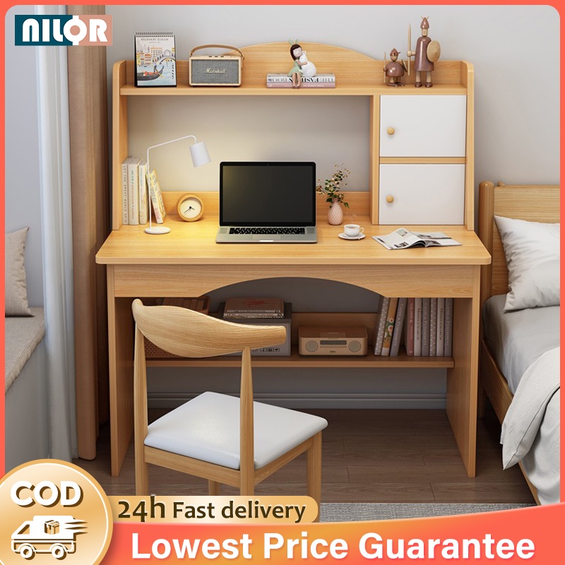 NR Meja Belajar Study Table With Book Shelf Office Computer Desk With ...