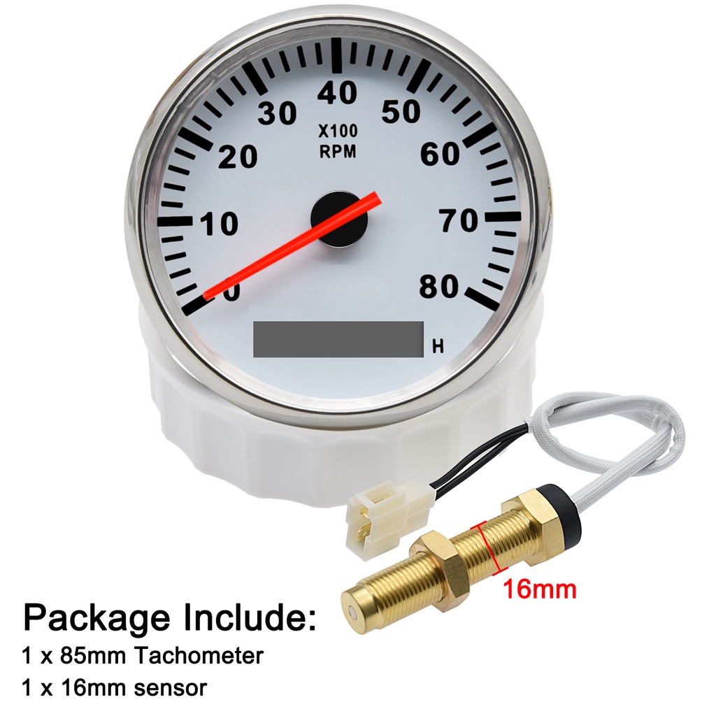 RPM Tachometer M16 Tachometer Sensor 85MM Gasoline Diesel Engine Tacho ...