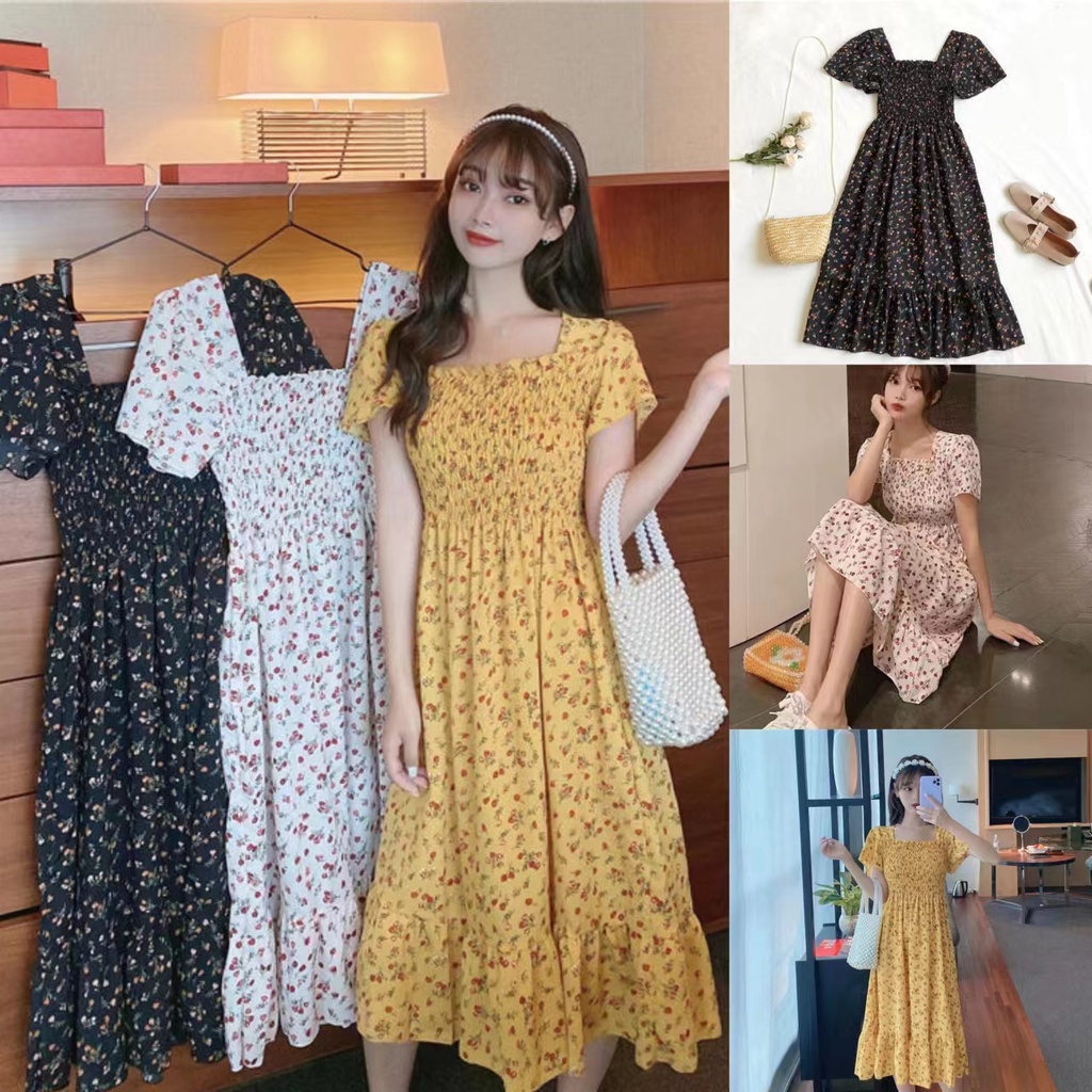 Floral Large Size Dress 2024 Spring/Summer New High Waist Short Sleeve ...