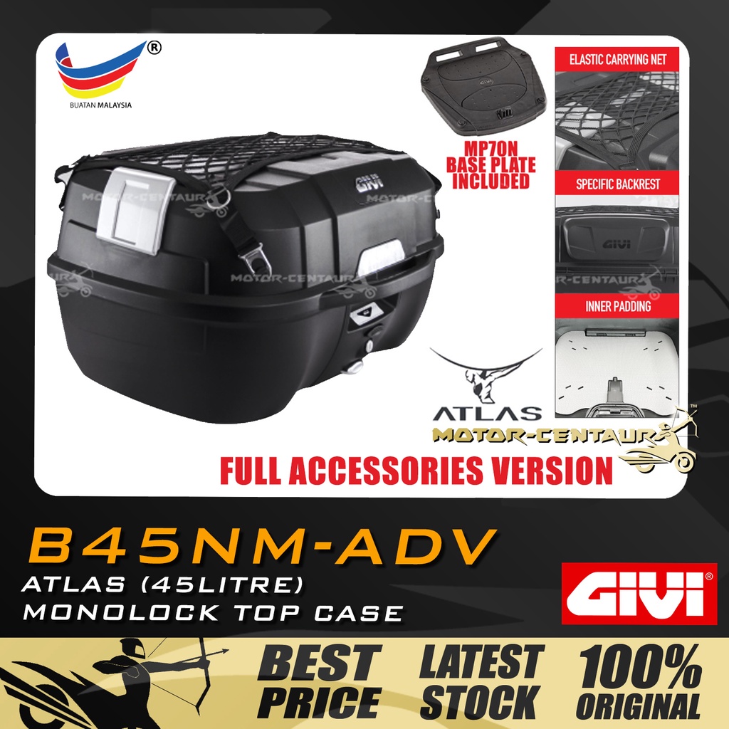 KOTAK/BOX GIVI MONOLOCK TOP CASE B33, B45, B33NM, B33N2M, B33NTM-ADV, B45NM, B45NM-ADV ATLAS ...