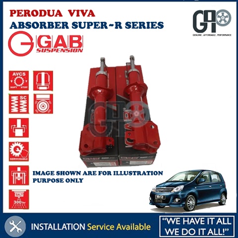 PERODUA VIVA GAB HEAVY DUTY RED SUPER R ABSORBER 1PAIR (2PCS) | Shopee ...