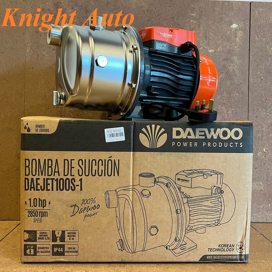 Daewoo DAEJET100S-1 S/Steel 1” Electric Suction water pump 1hp 750W ...