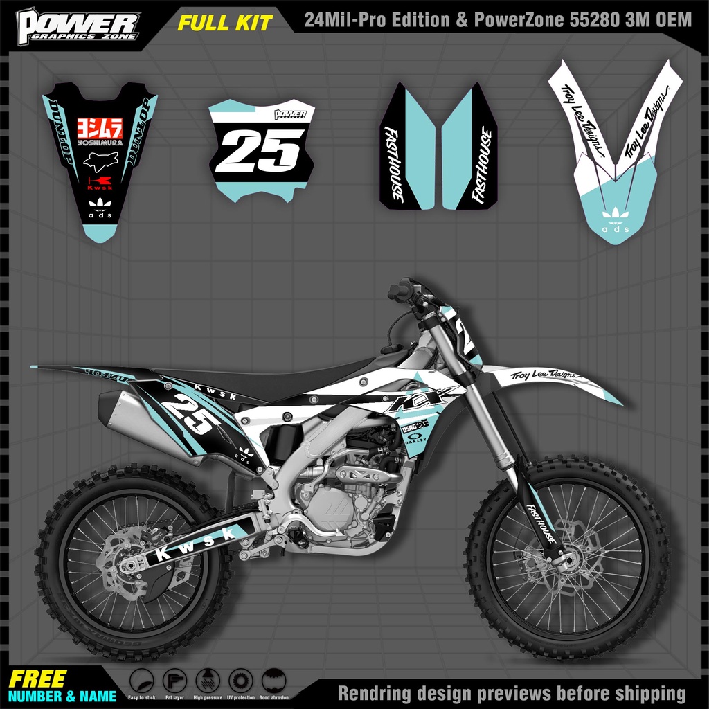 PowerZone Custom Team Graphics Decals Stickers Kit For Kawasaki Decal ...