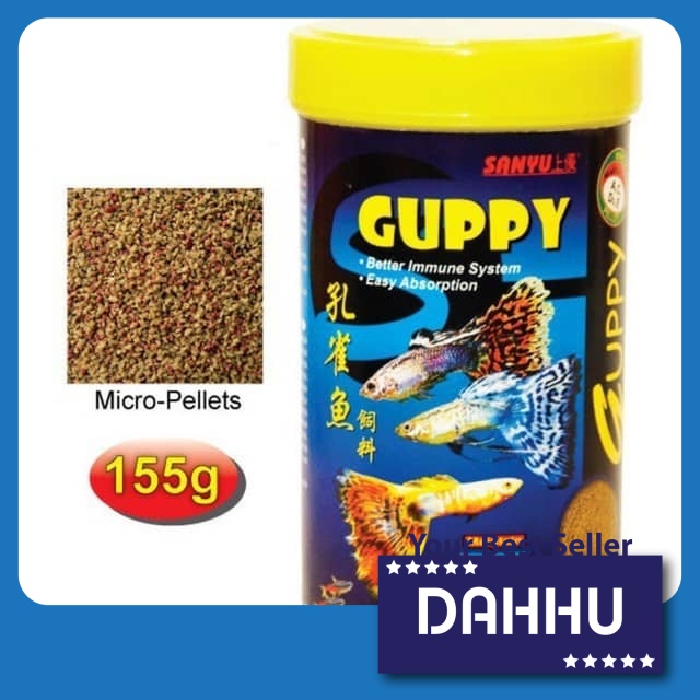 SANYU Guppy Mini Floating Pellets Fish Food 50g &155g,makanan ikan gapi ...