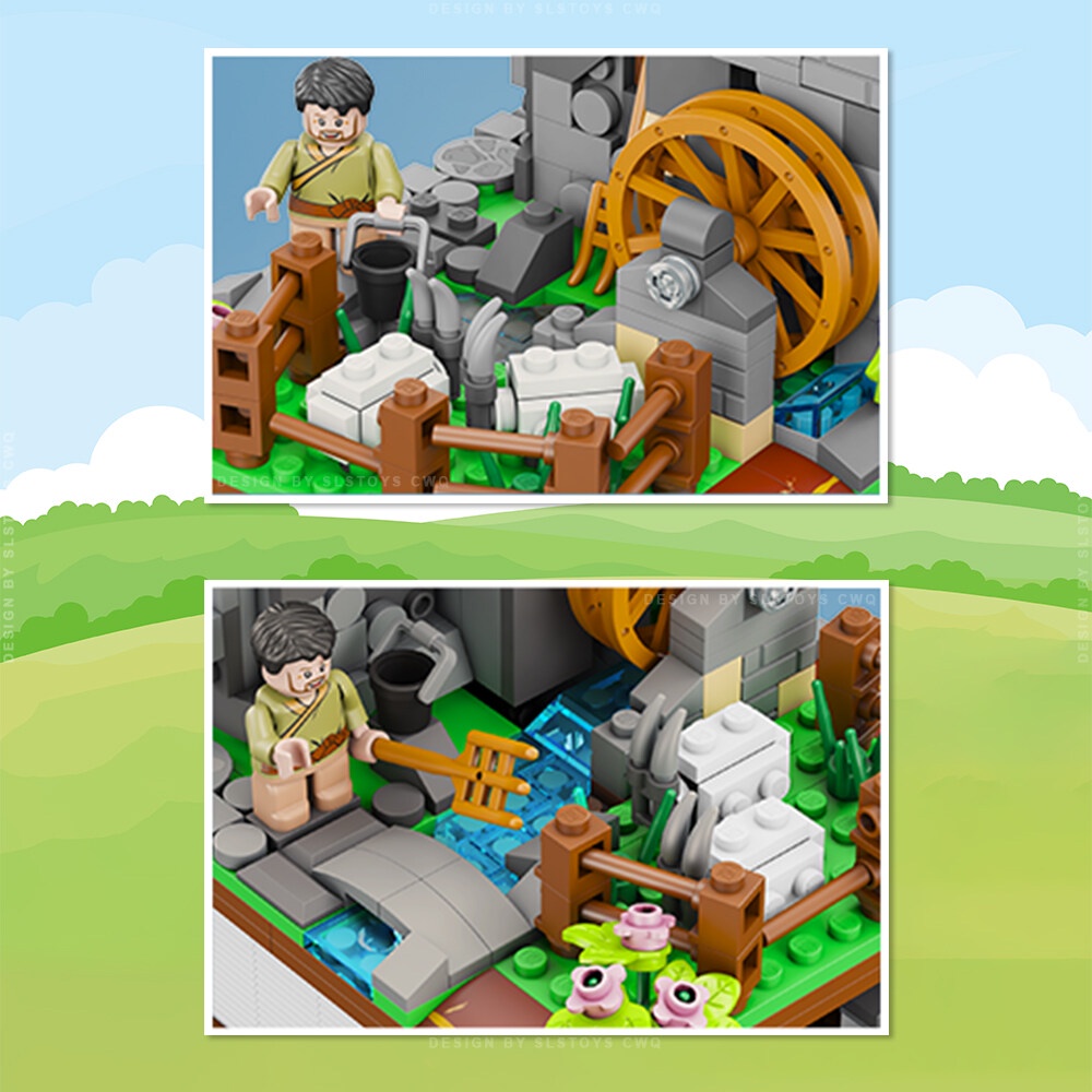 LOZ IDEAS Mini Block 1926 Village Farm House Keep Sheep Away From Wolf ...