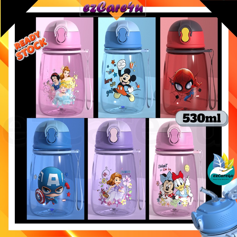 Kids Bottle BPA Free 530ml Marvel Disney Water Bottle Kids Water Bottle With Straw Botol Air ...