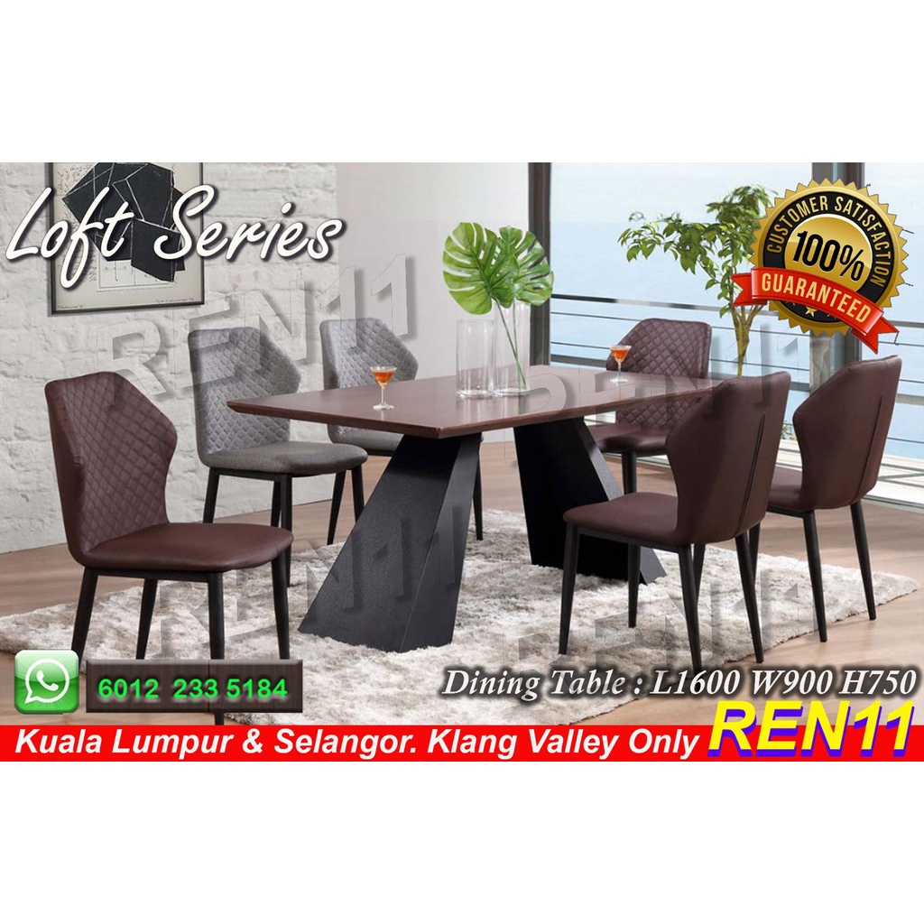 Design Dining Table with metal leg Set - 6 seater - L1600 W900 H750 ...