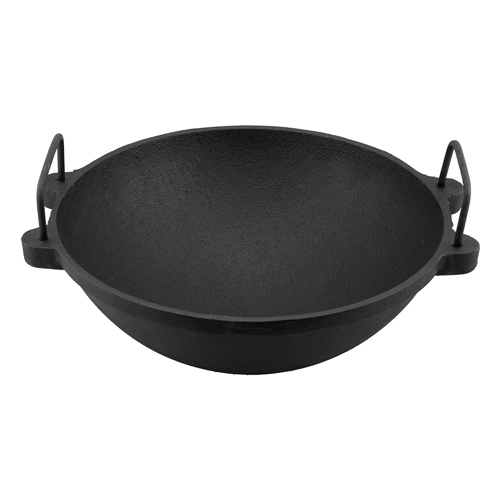 Khoobsoorat Double Seasoned Cast Iron Kadai/Pot/Wok/ Skillet - 4mm ...