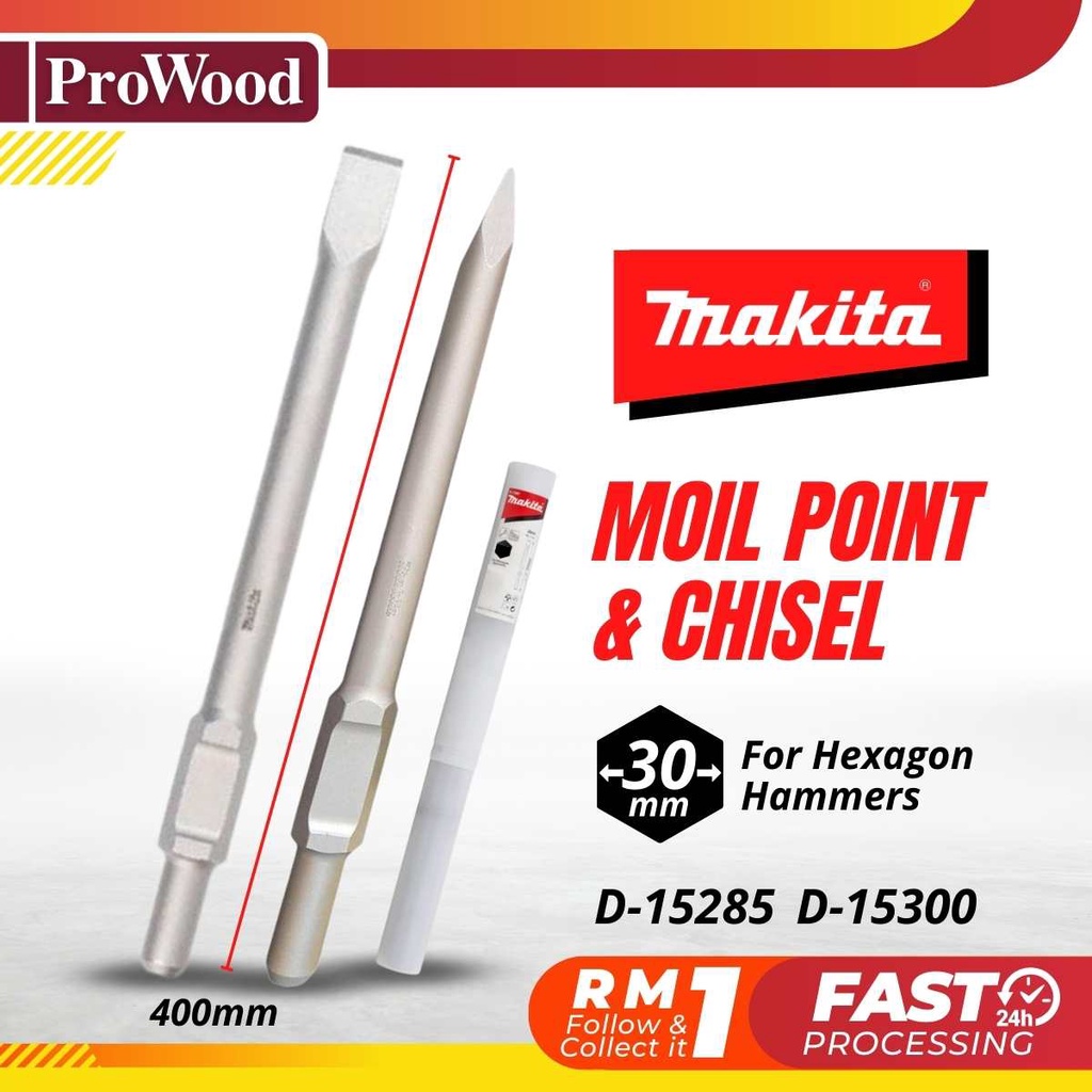 MAKITA ORIGINAL Moil Point & Chisel Bull Point Scaling Chisel Rotary ...