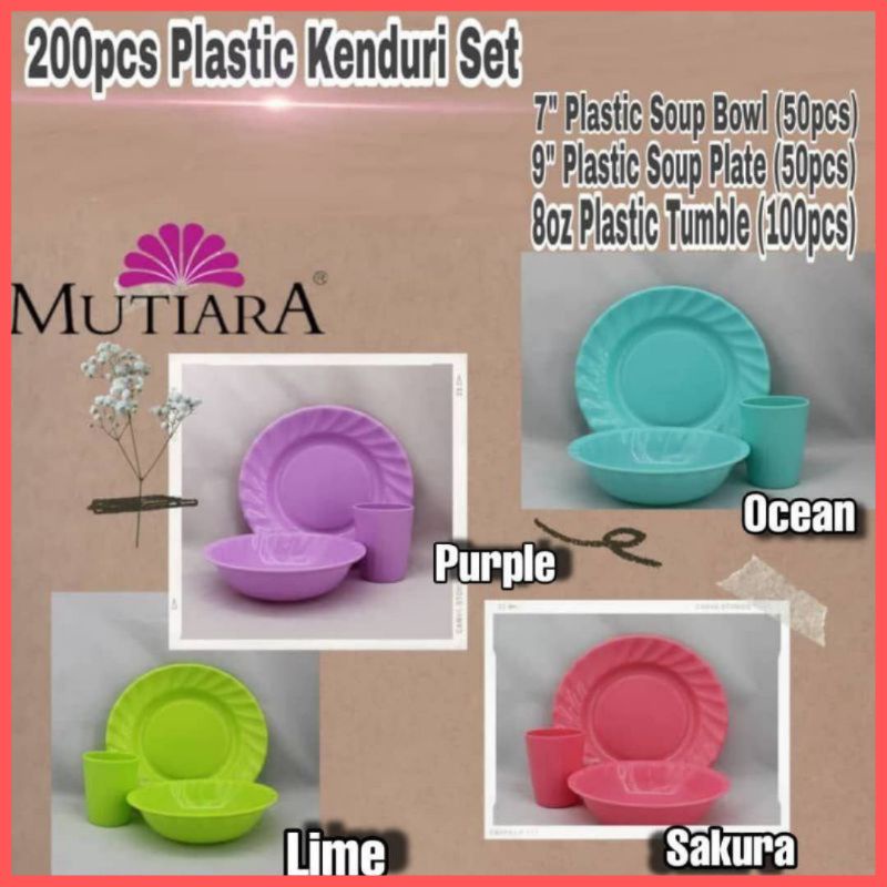 PLASTIC DINNER SET 200PCS SET PINGGAN MANGKUK CAWAN PLASTIK MURAH SET ...