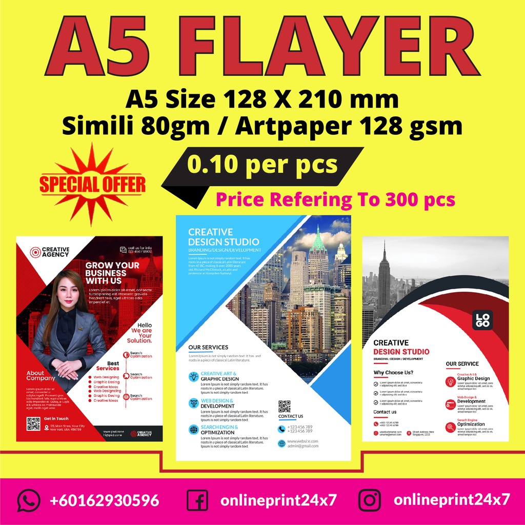 Flyer Printing - A5 Size Flyer - Color Digital Printing - 1 Side Print ...