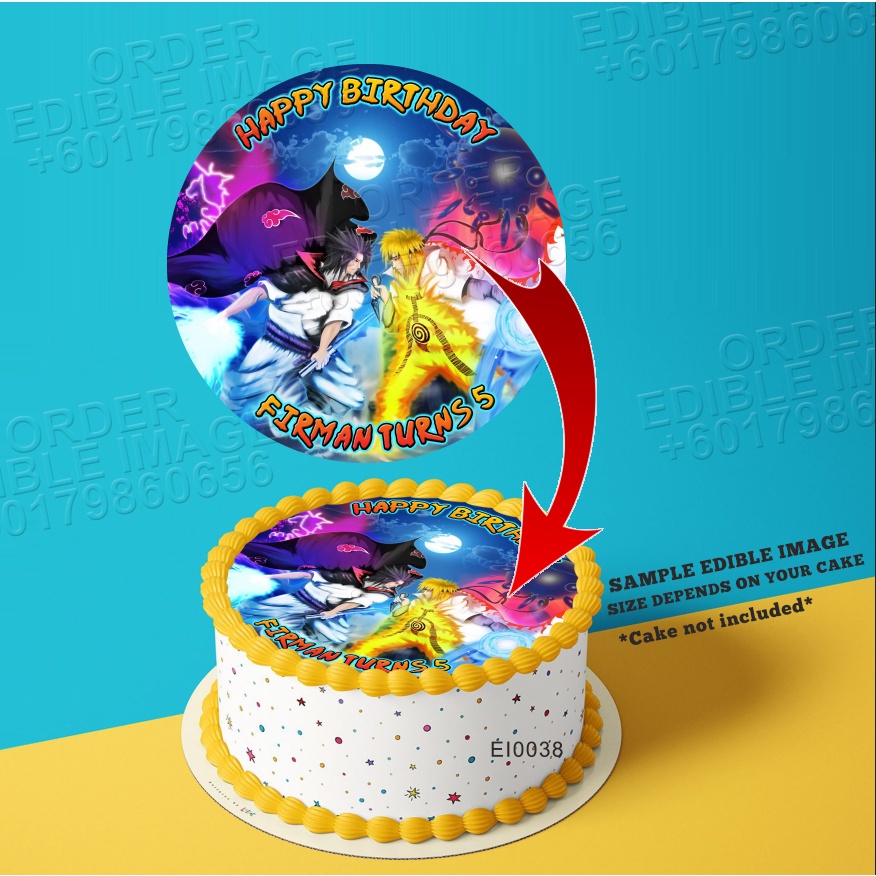 Printing EI Naruto VS Sasuke Edible Image Print Cake Photo Icing Paper ...