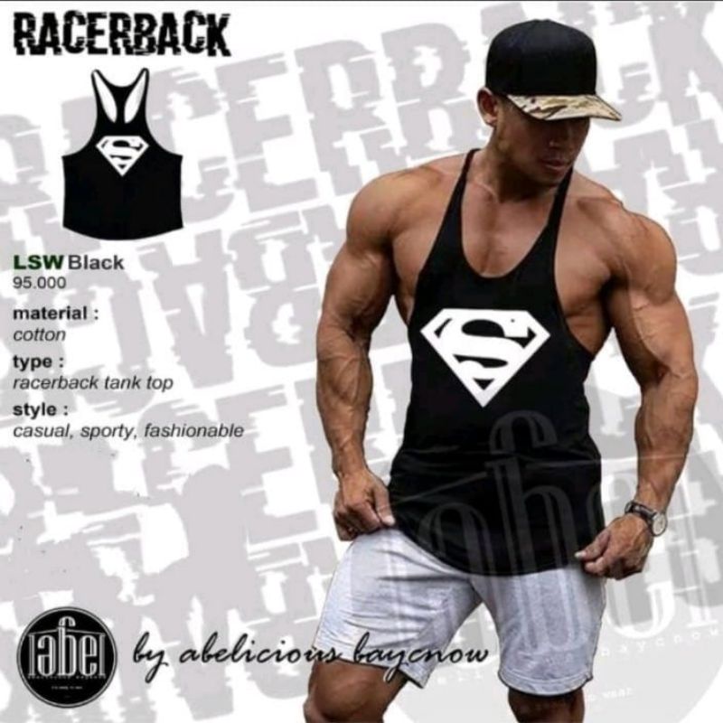 Stringer Superman Fitness Gym Small Strap Men's Singlet | Shopee Malaysia