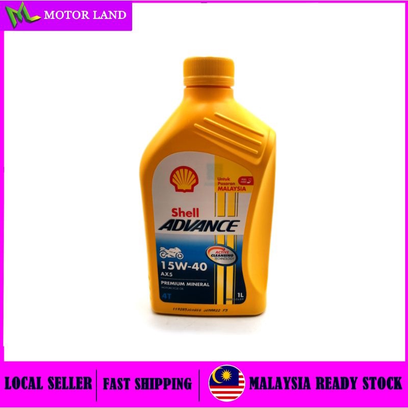 SHELL ADVANCE AX5 15W40 15W-40 4T PREMIUM MINERAL MOTORCYCLE ENGINE OIL ...