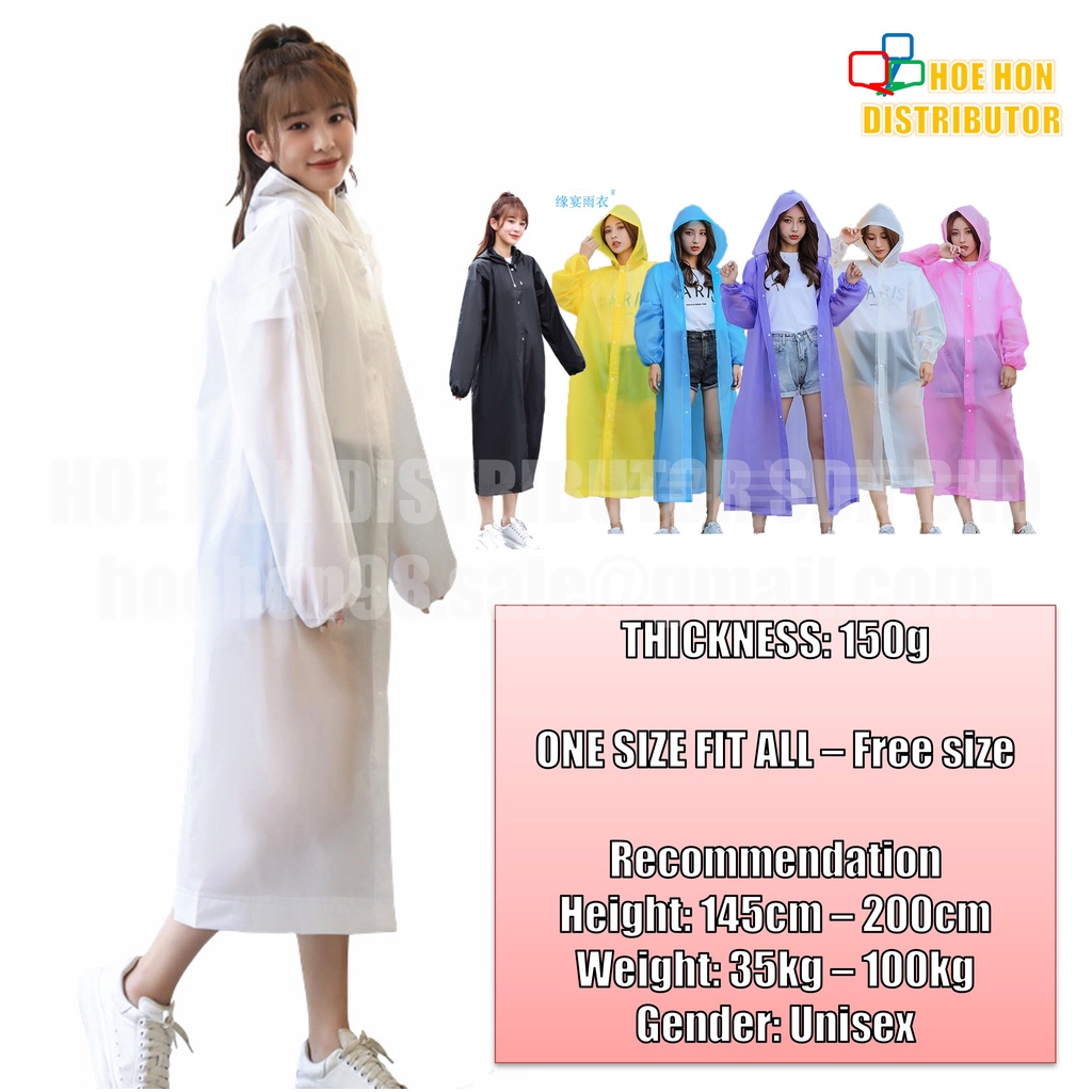 Adult EVA Raincoat Reusable Lightweight Thick Durable Travel Hiking ...