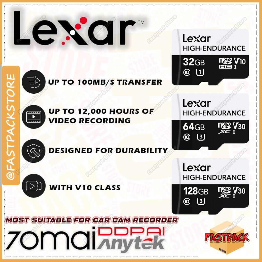 📇 Lexar ® 32 64 128GB High Endurance microSDXC microSDHC UHS-I Card C10 ...
