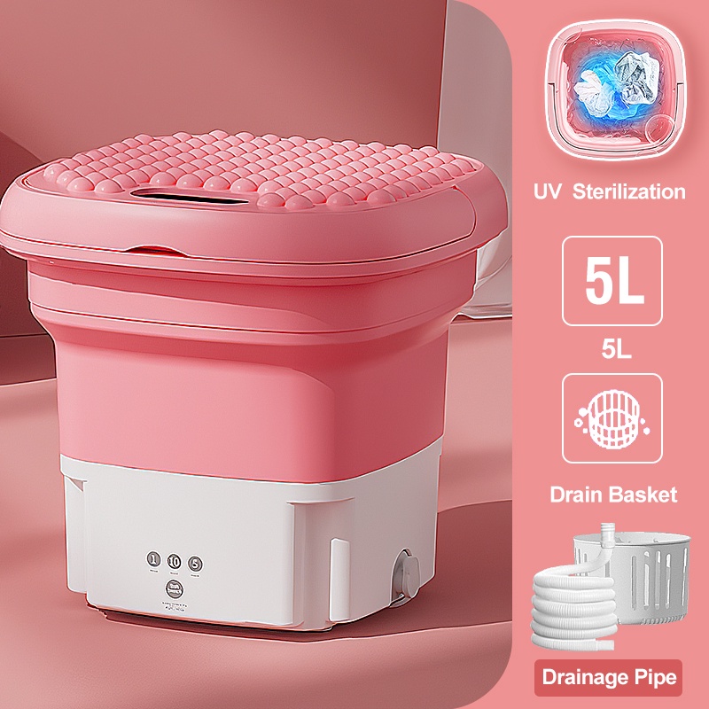 Mini Washing Machine Portable Foldable Travel Laundry Washer Mesin ...
