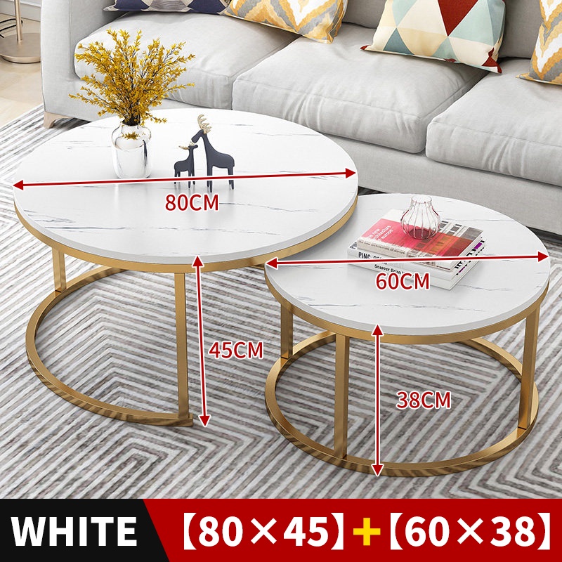 Meja Bulat Ruang Tamu Round Living Room Table Set Coffee Table Marble ...