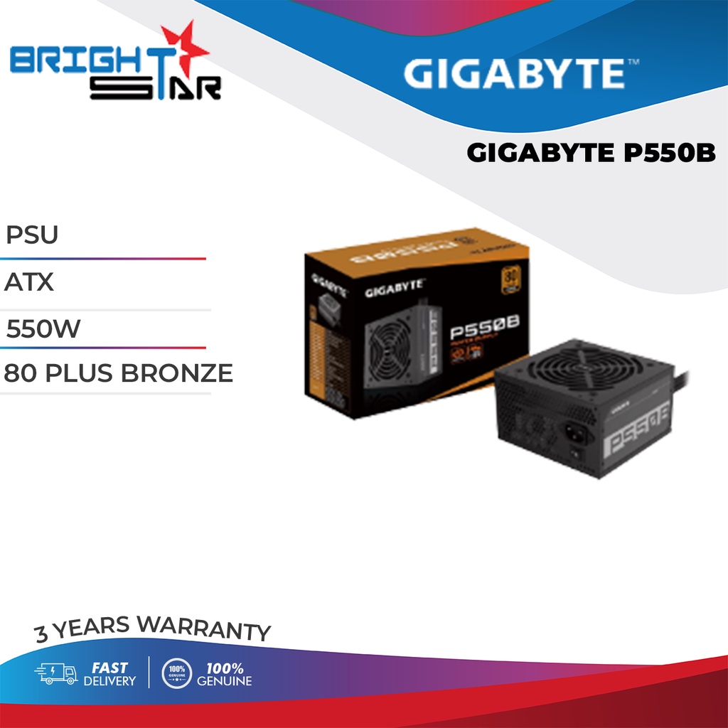 GIGABYTE P550B ATX 80 Plus Bronze Power Supply PSU (550W) | Shopee Malaysia