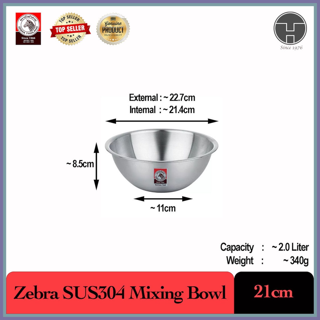 [TeoHin] Zebra SUS304 Mixing Bowl (15cm, 18cm, 21cm, 24cm), bowls, bakeware, tray, Flour Basin ...