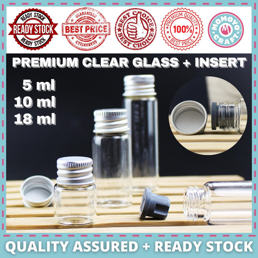 Momoyocraft 5ml 10ml 18ml Transparent Glass Bottle Travel Size ...