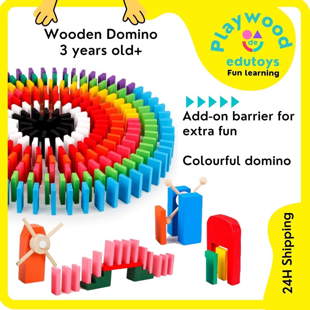 120 PCS Wooden Colorful Domino Block Stacking Block Toy Building Toy ...
